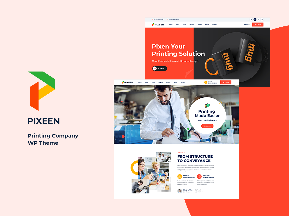 Pixeen - Printing Services Company WordPress Theme